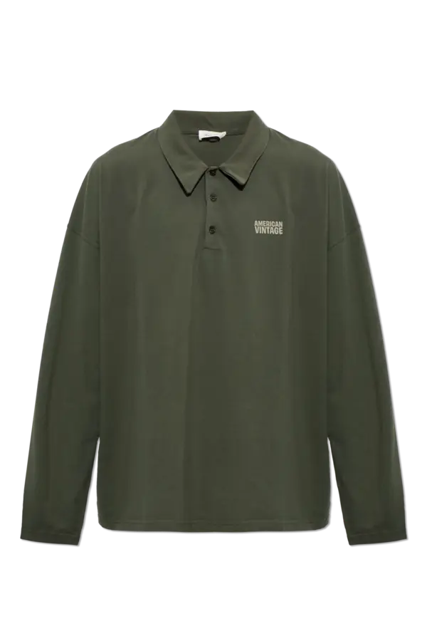 American Vintage Oversize Polo Shirt - Green
