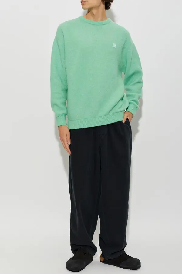 American Vintage Crewneck Sweater With Patch Detail - Green