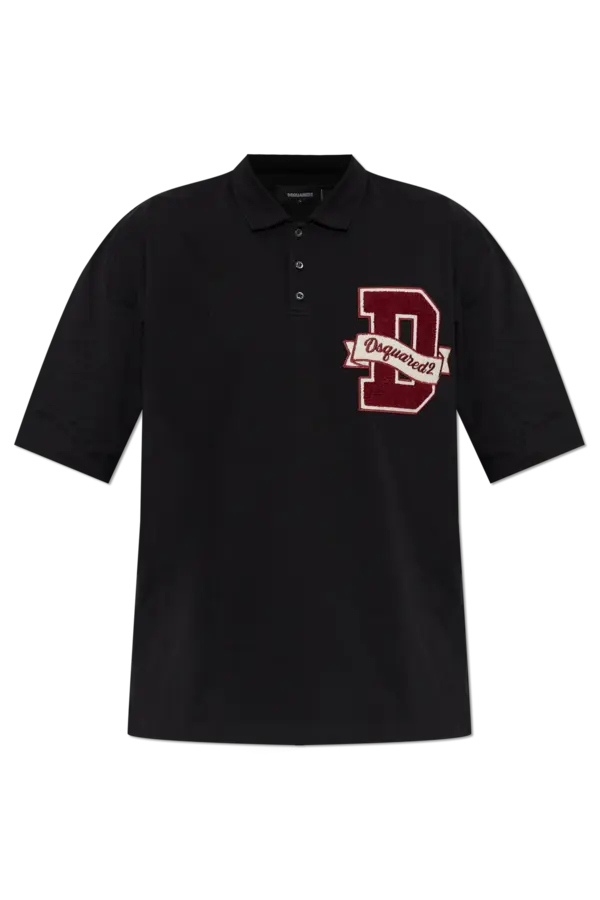 Dsquared2 Polo Shirt With Embroidered Logo - Black