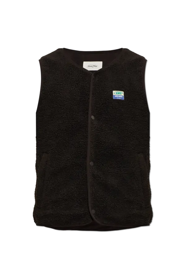 American Vintage Fleece Vest With Patch Detail - Brown