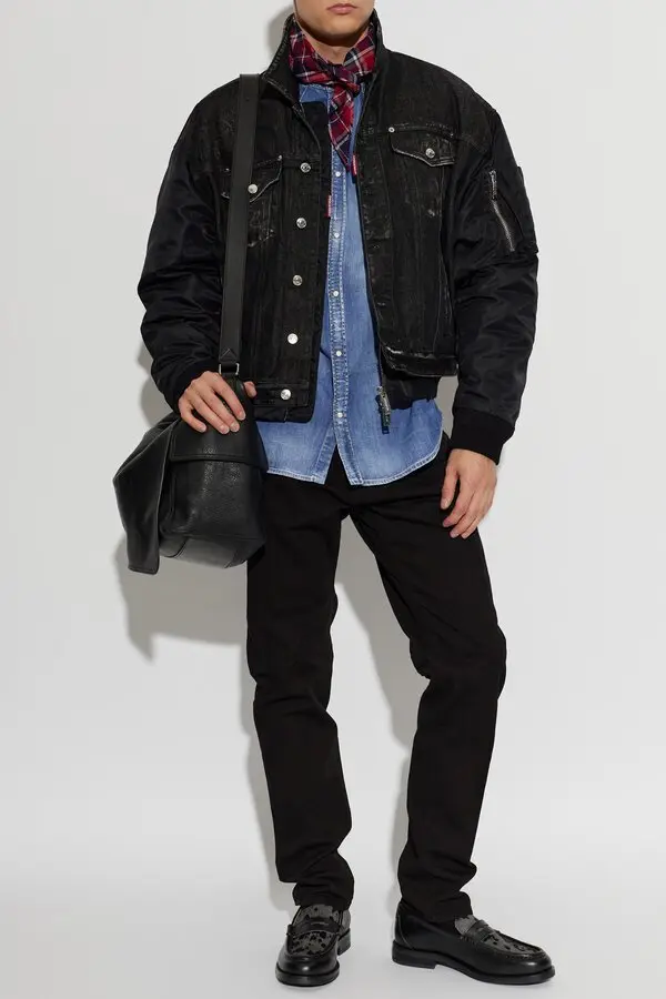 Dsquared2 Bomber Jacket Made From Mixed Materials