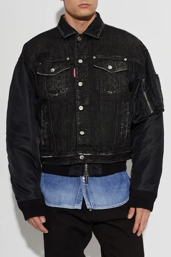Dsquared2 Bomber Jacket Made From Mixed Materials