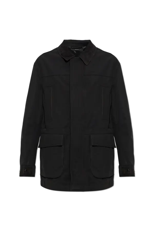 TOM FORD Jacket With A Leather Collar - Black