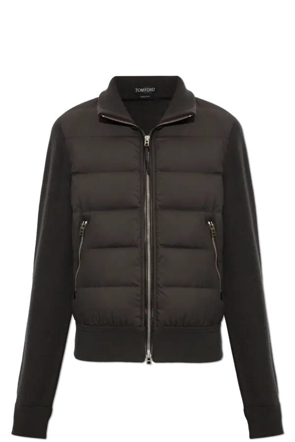 TOM FORD Wool Cardigan With Quilted Down Front - Brown