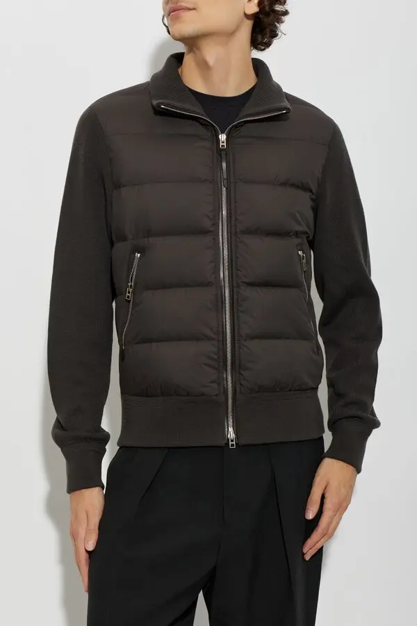 TOM FORD Wool Cardigan With Quilted Down Front