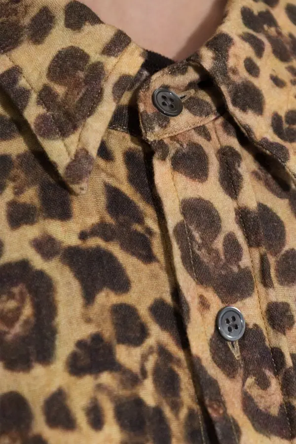 R13 Oversized Cotton Shirt With Animal Print - Brown