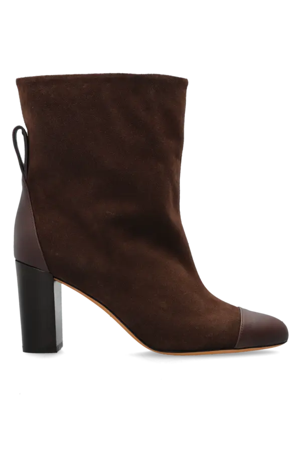 ODISSI Suede Heeled Ankle Boots - Brown