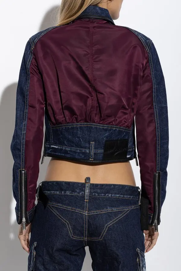 Dsquared2 Cropped Denim Jacket With Contrasting Panels