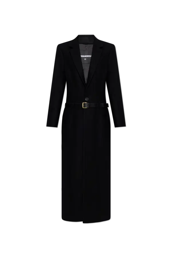 Dsquared2 Coat With Leather Belt - Black