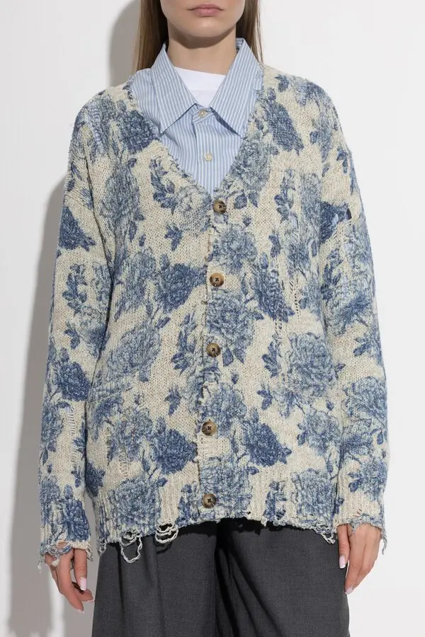 R13 Linen Floral Motif Cardigan
