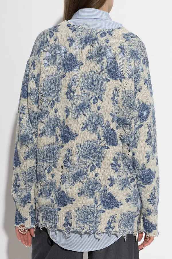 R13 Linen Floral Motif Cardigan