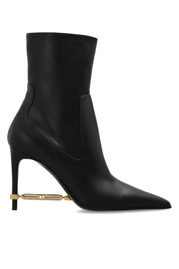 Dsquared2 Leather Ankle Boots With Applique