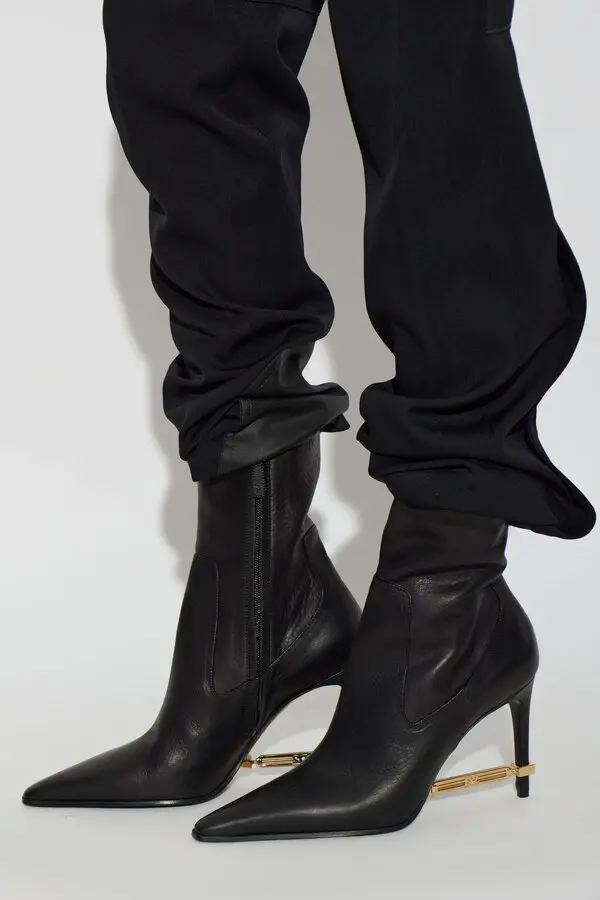 Dsquared2 Leather Ankle Boots With Applique