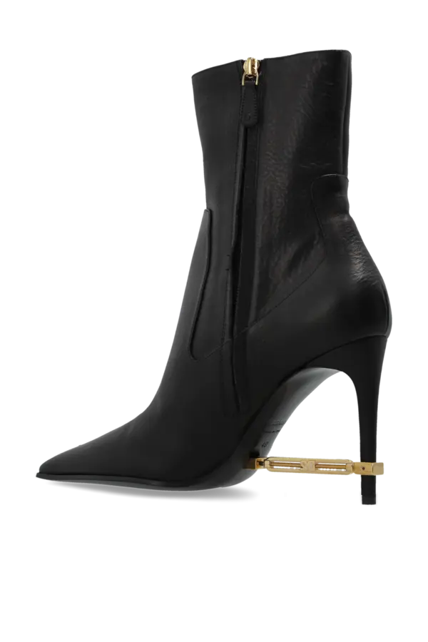 Dsquared2 Leather Ankle Boots With Applique