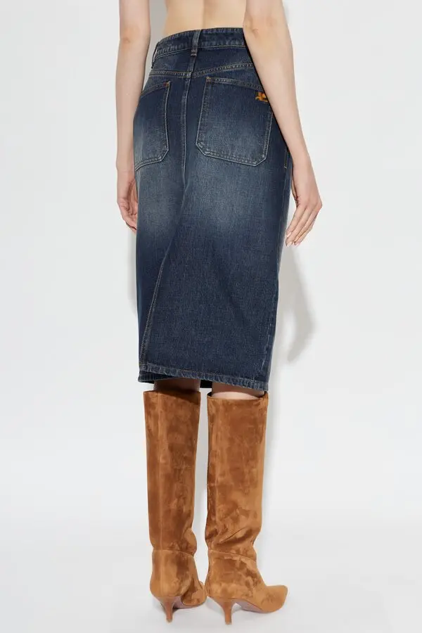 COURREGES Denim Skirt With Patch Pockets - Navy Blue