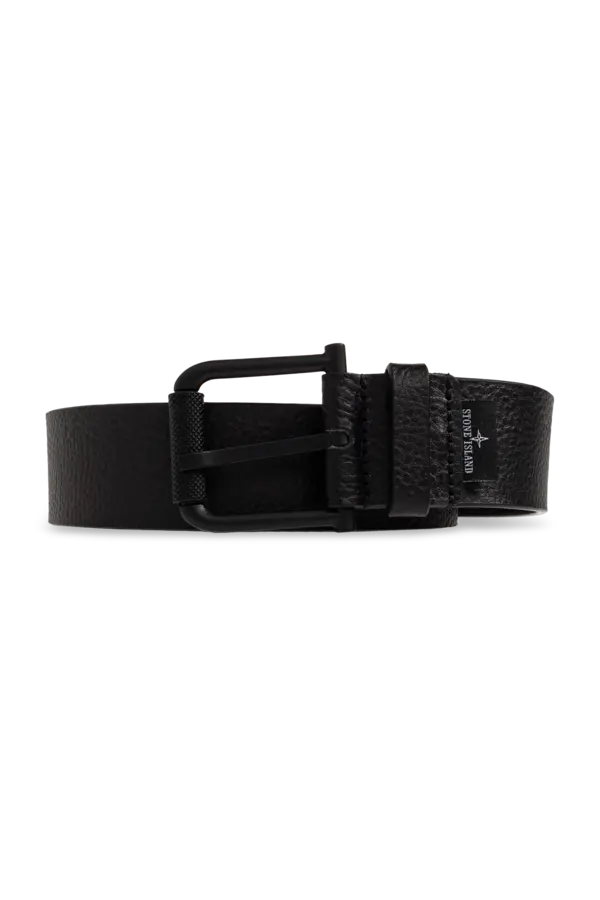 Stone Island Leather Belt - Black