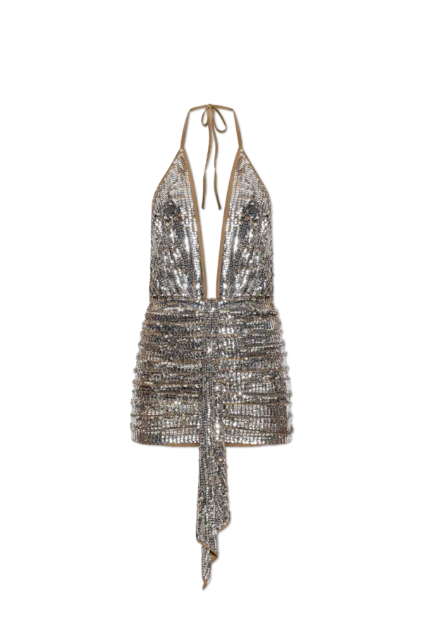 Dsquared2 Sequin Embellished Wool Mini Dress - Silver