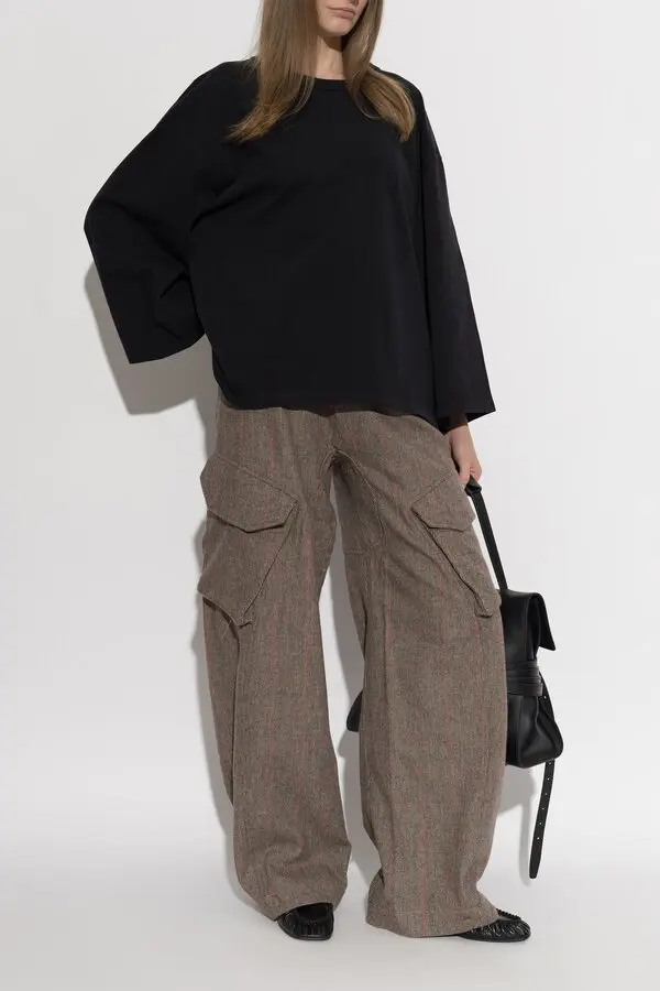 R13 Wool Cargo Trousers With Check Pattern