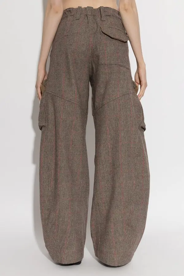 R13 Wool Cargo Trousers With Check Pattern