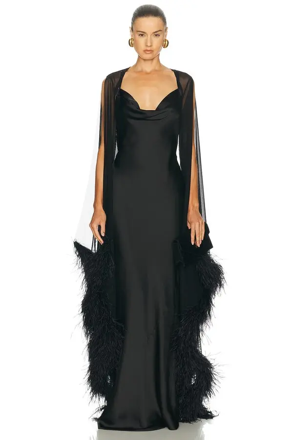 Lapointe Mesh Shrug With Feathers