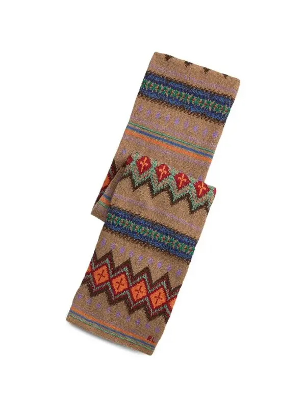 Polo Ralph Lauren Scarf Wool Blend "txt Geo - Beige