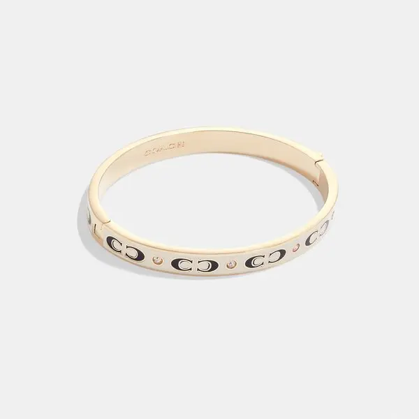 COACH OUTLET Signature Enamel Hinged Bangle - Gold/white