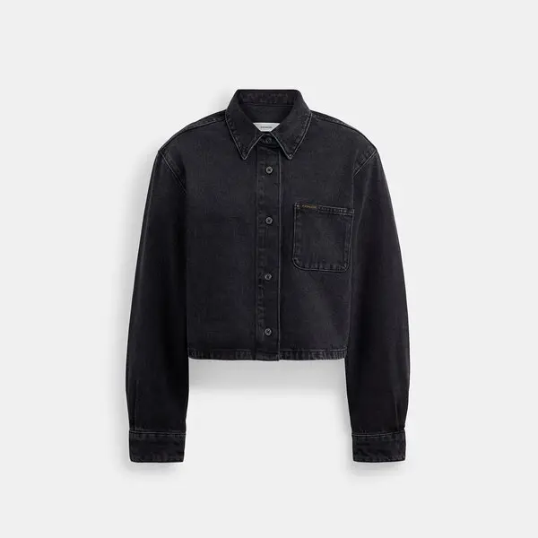 COACH OUTLET Cropped Denim Button Down In Organic Cotton - Black