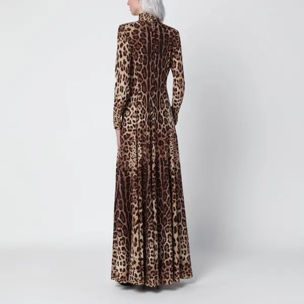 Dolce & Gabbana Long Leopard-print Dress In Silk Blend