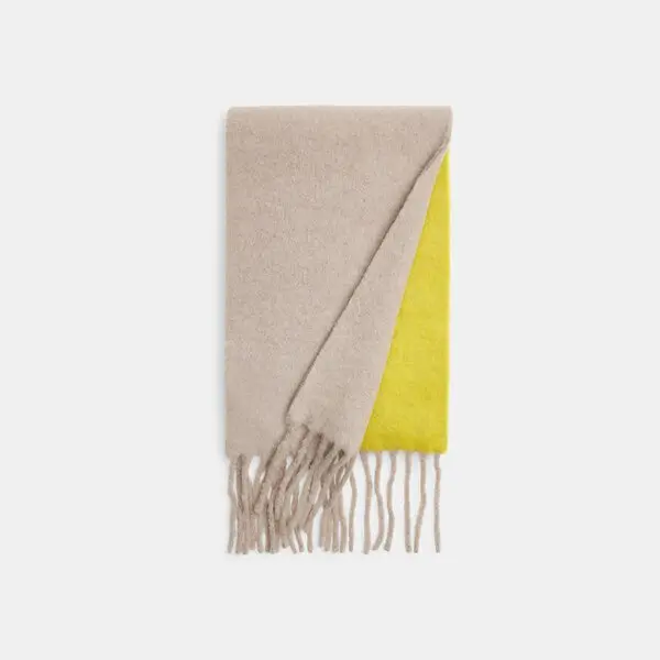 COACH Colorblock Muffler With Rubber Patch - Grey Birch/lime