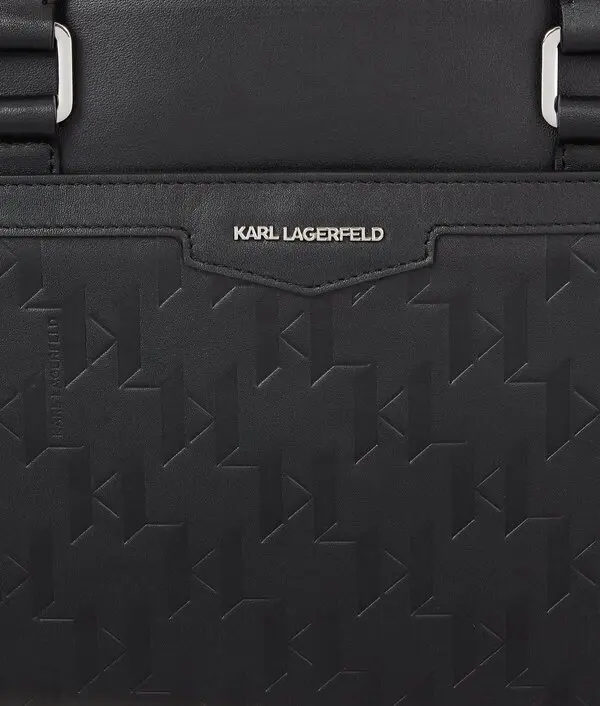 Karl Lagerfeld Monogram Embossed Leather Briefcase