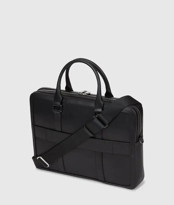 Karl Lagerfeld Monogram Embossed Leather Briefcase