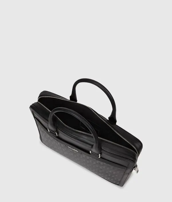 Karl Lagerfeld Monogram Embossed Leather Briefcase