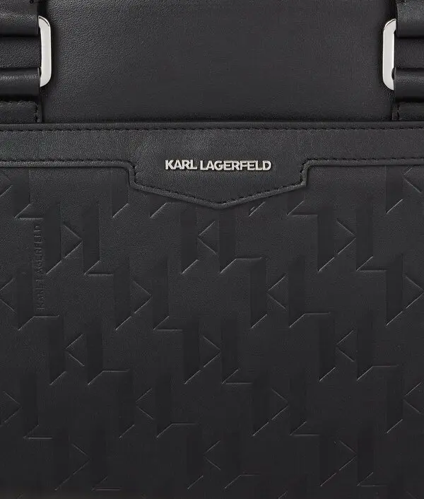 Karl Lagerfeld Monogram Embossed Leather Briefcase