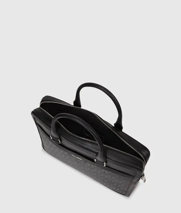 Karl Lagerfeld Monogram Embossed Leather Briefcase