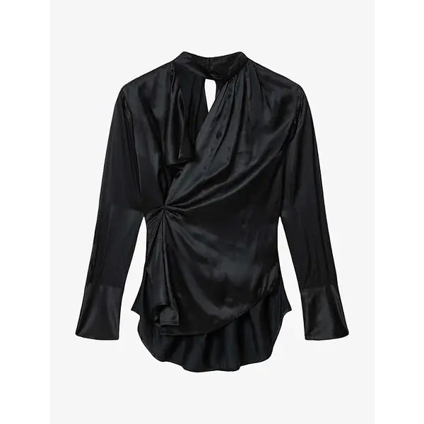 ALLSAINTS Zellie High-neck Silk-blend Top