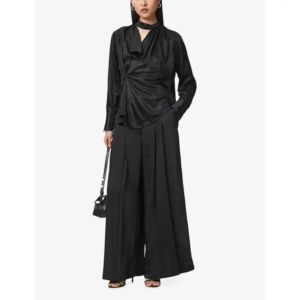 ALLSAINTS Zellie High-neck Silk-blend Top