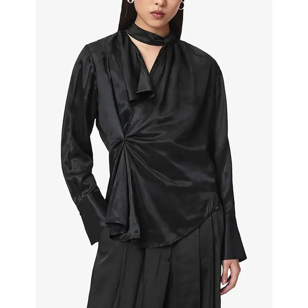 ALLSAINTS Zellie High-neck Silk-blend Top