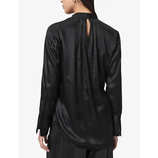 ALLSAINTS Zellie High-neck Silk-blend Top
