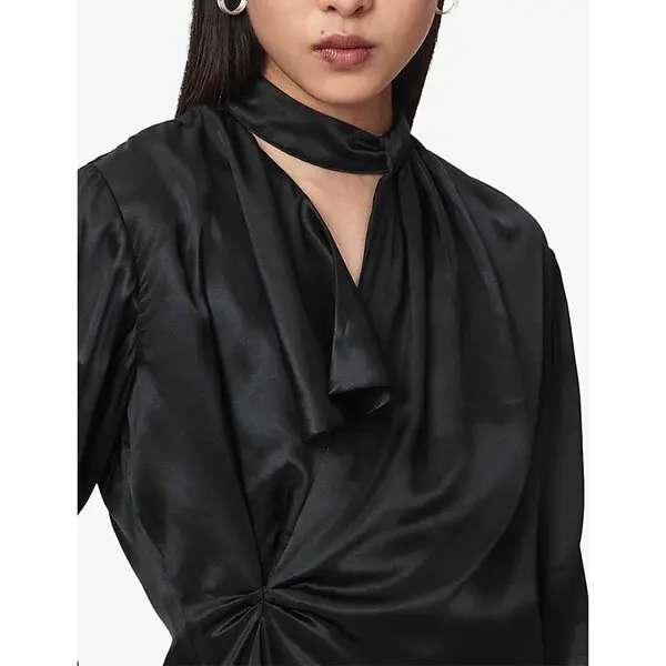 ALLSAINTS Zellie High-neck Silk-blend Top