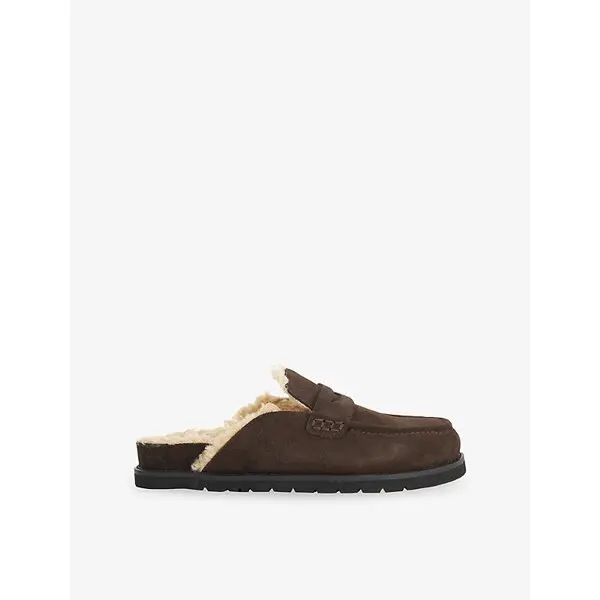 DUNE Goldy Faux Shearling-lined Suede Loafers