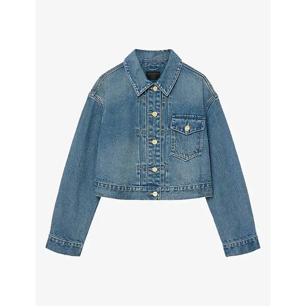 ALLSAINTS Cropped Denim Jacket With Classic Collar