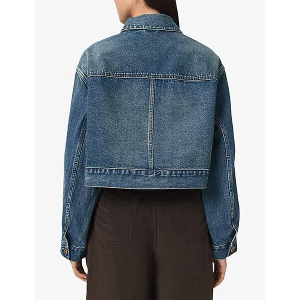 ALLSAINTS Cropped Denim Jacket With Classic Collar