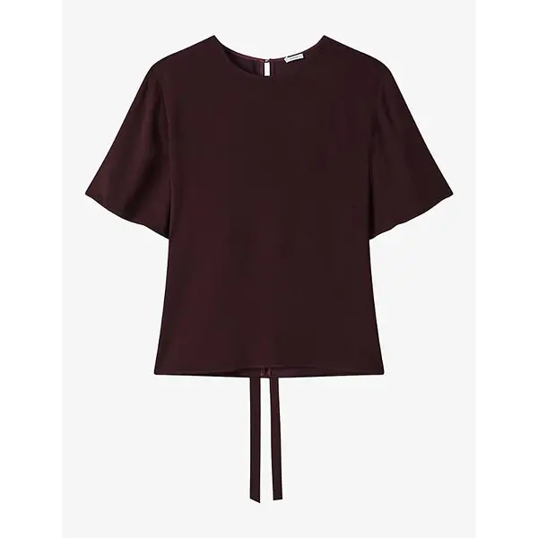 JOSEPH Atheris Tie-waist Crepe Top - Mahogany
