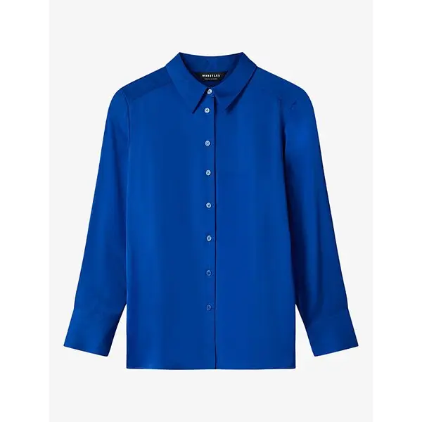 Whistles Long-sleeved Collared Satin Shirt