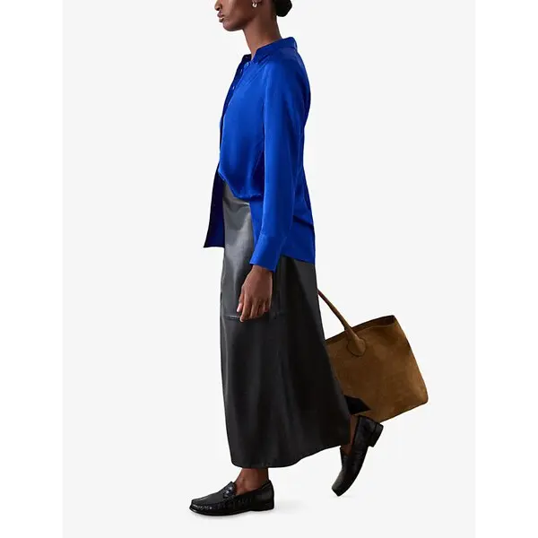Whistles Long-sleeved Collared Satin Shirt
