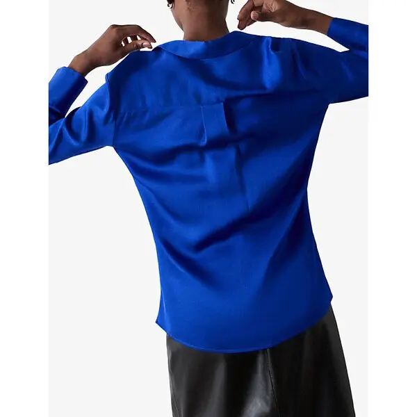 Whistles Long-sleeved Collared Satin Shirt