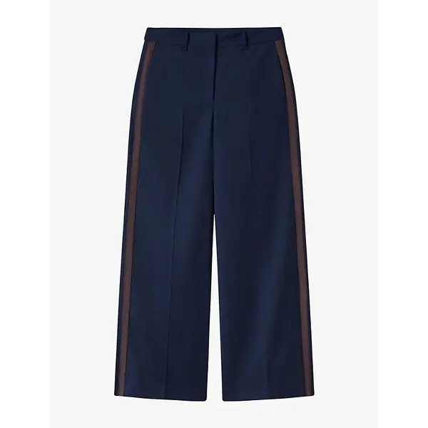 Whistles Side-stripe Straight-leg Stretch-woven Trousers