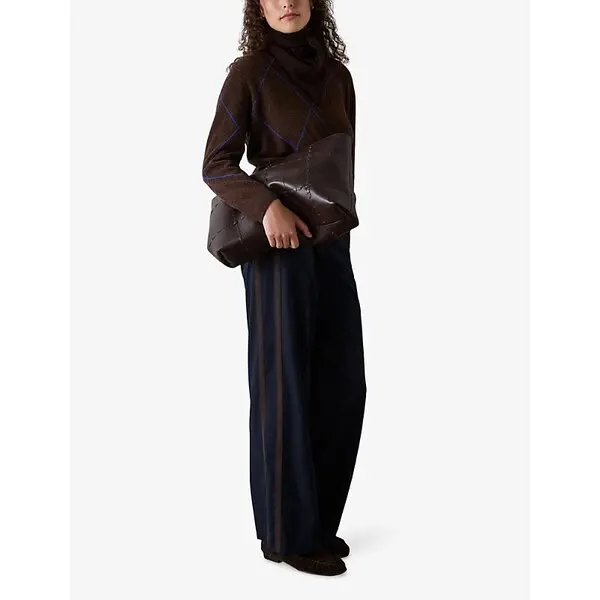 Whistles Side-stripe Straight-leg Stretch-woven Trousers