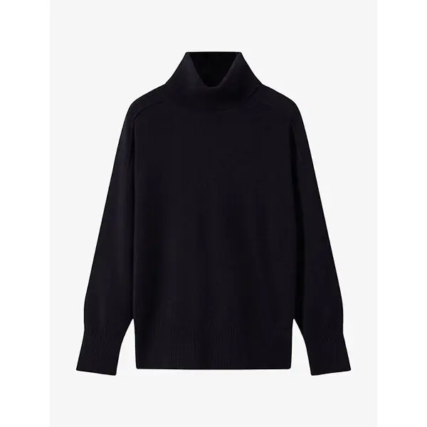 Whistles Roll-neck Knitted Cashmere Jumper - Black