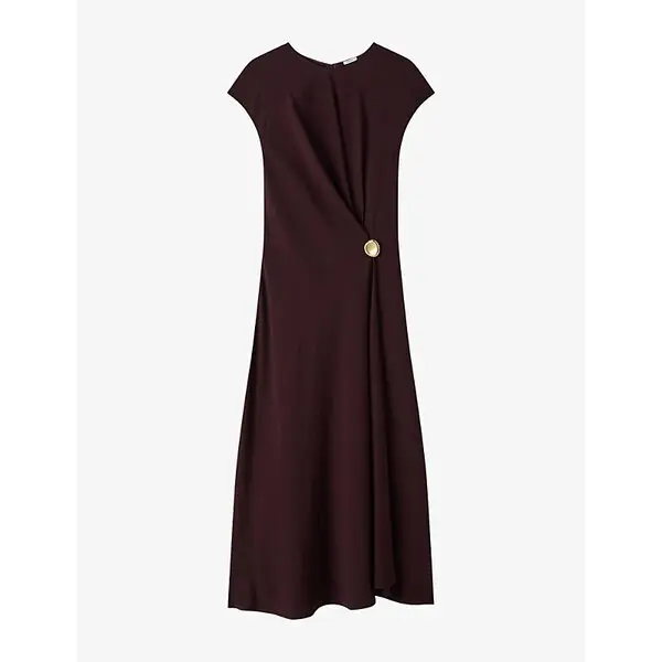 JOSEPH Taipan Draped-waist Crepe Maxi Dress - Mahogany
